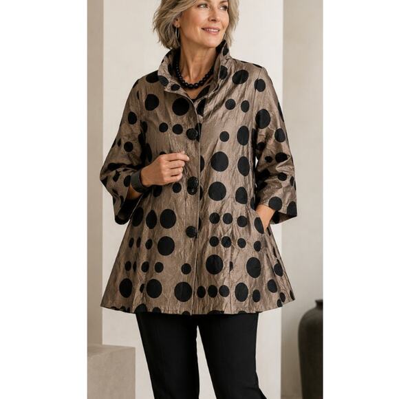 Yushi | Jackets & Coats | Yushi Usa Crinkle Polka Dot Swing Jacket ...